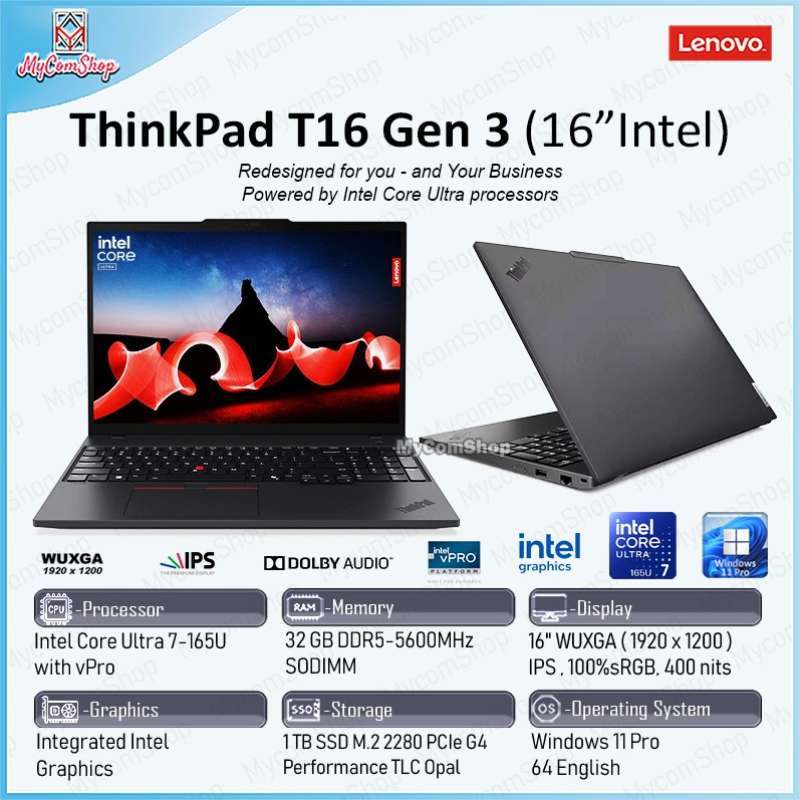 Jual Lenovo Thinkpad T16 Gen 3 Ultra 7 165u Vpro 32gb Ram 1tb Ssd Intel ...