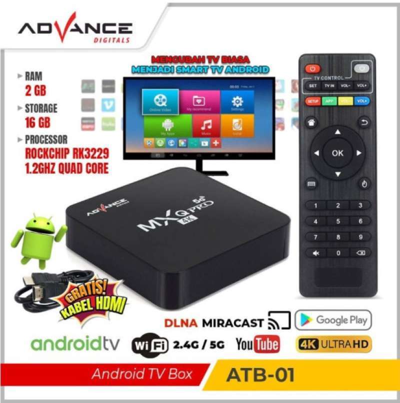 Jual Advance Smart Android Tv Box 4k Ultra Hd Youtube Wifi Atb-01 Atb ...