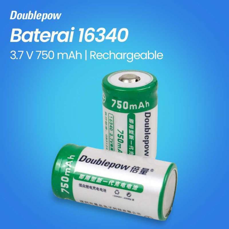 Jual Baterai Rechargeable 16340 Li-ion 3.7v 750mah 2 Pcs Alat Listrik ...