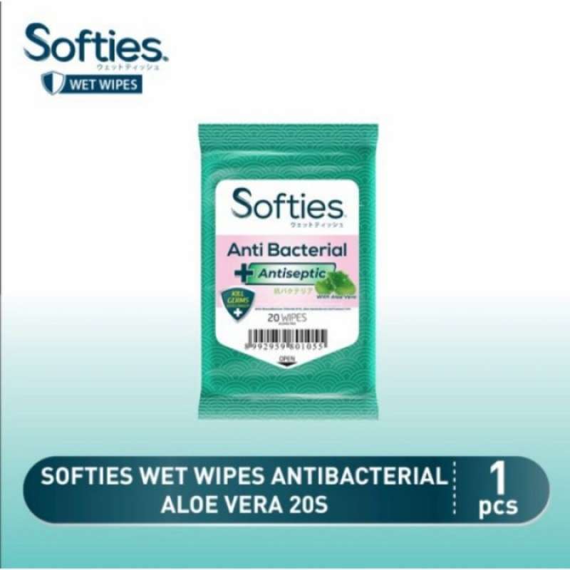 Jual Softies Anti Bacterial + Anti Septic Aloe Vera 20 Wipes / Tissue ...