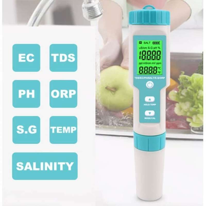 Promo Salinity Ph Tds Ec Orp Sg Temp Tester 7 In 1 Water Meter Salt ...