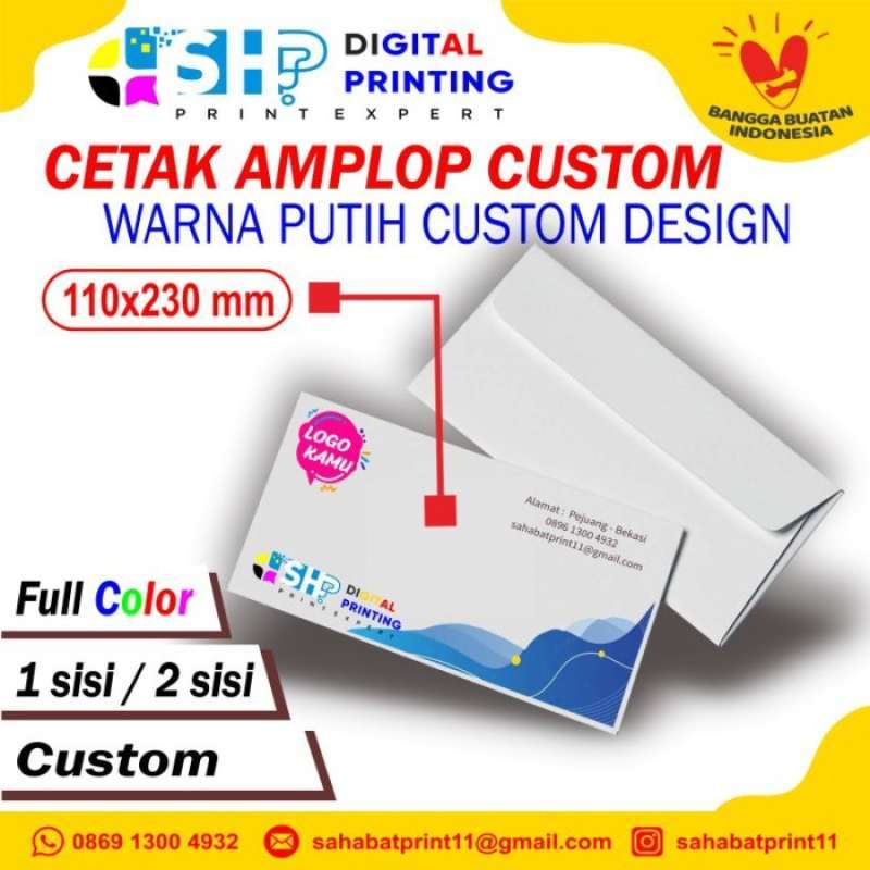 Jual Cetak Amplop Kop Surat Custom Murah Ukuran 11x23cm Warna Putih - 2 Sisi Di Seller Tombstone ...