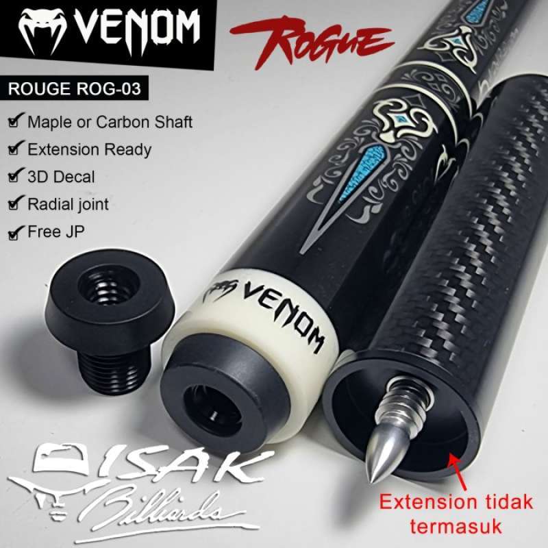 Jual Venom Rogue Rog-03 Pool Cue - Radial Maple Carbon Ext Stick ...