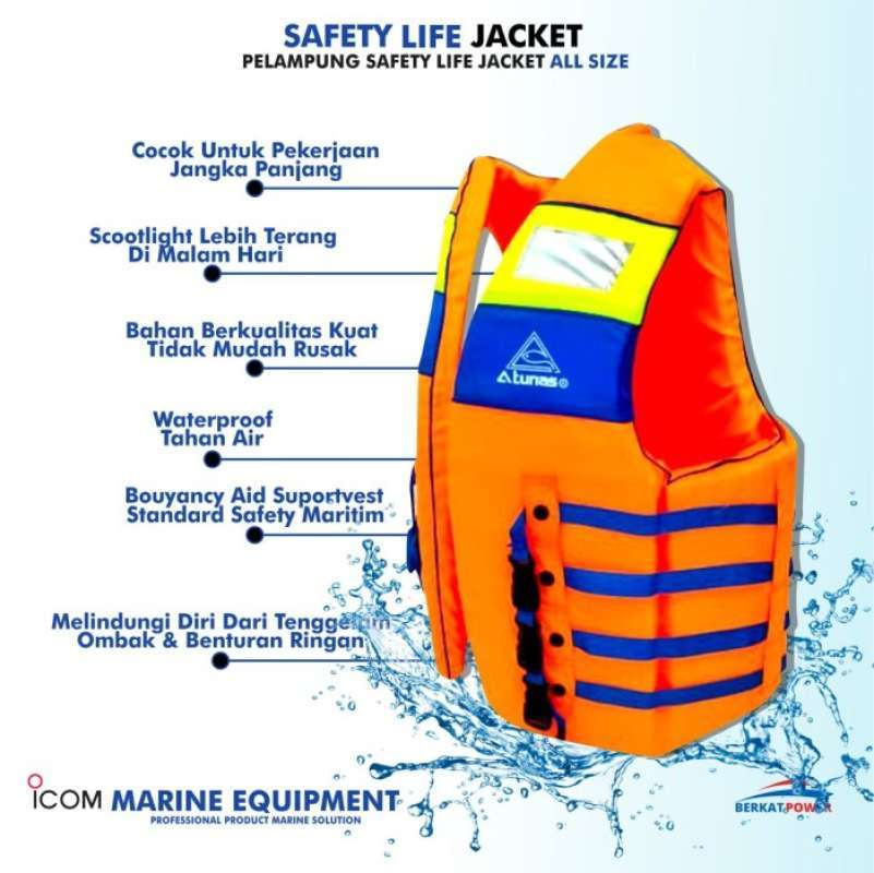 Jual Pelampung Atunas Life Jacket Orange Size M L Dan Xl Rompi Vest - M ...