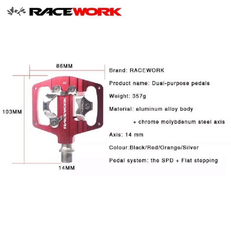 Jual Racework Duo - Dual Side Pedal Cleat & Flat Hybrid Mtb Gravel Dh ...