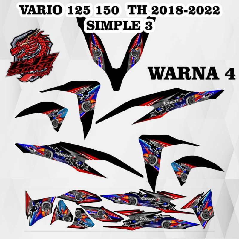 Promo Stiker Striping Vario 125 150 Led 2018-2022 Simple 3- Stiker ...
