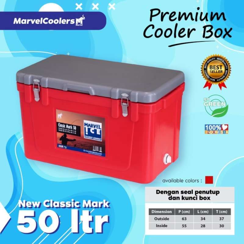 Jual Coolbox / Coolbox Marvel 50 Liter + Seal + Engsel + Pengunci Di ...