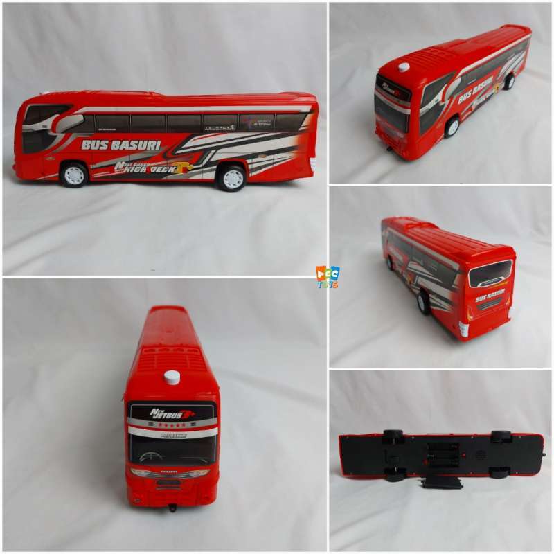 Jual Mainan Bus Bis Basuri Telolet Plastik Friction Toy Baterai Suara ...