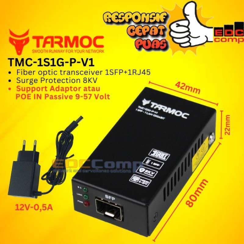 Promo Tarmoc Tmc-1s1g-p-v1 1 Sfp 1 Lan Gigabit Poe In 9-57v Converter ...