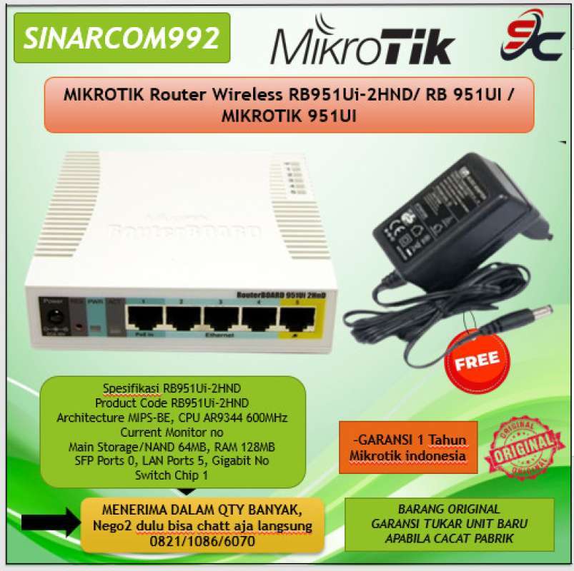 Promo Mikrotik Router Wireless Rb951ui-2hnd/ Rb 951ui / Mikrotik 951ui ...