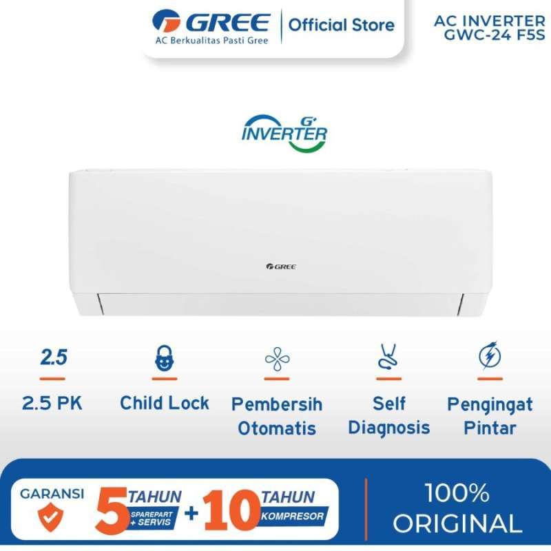 Jual Ac Gree 2,5 Pk Inverter Gwc-24f5s With Automatic Smart Cleaning ...