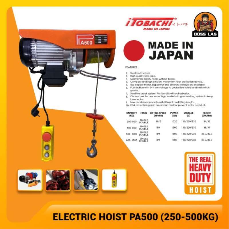 Jual Mini Electric Hoist Takel Listrik 250-500kg 20meter Pa-500 ...