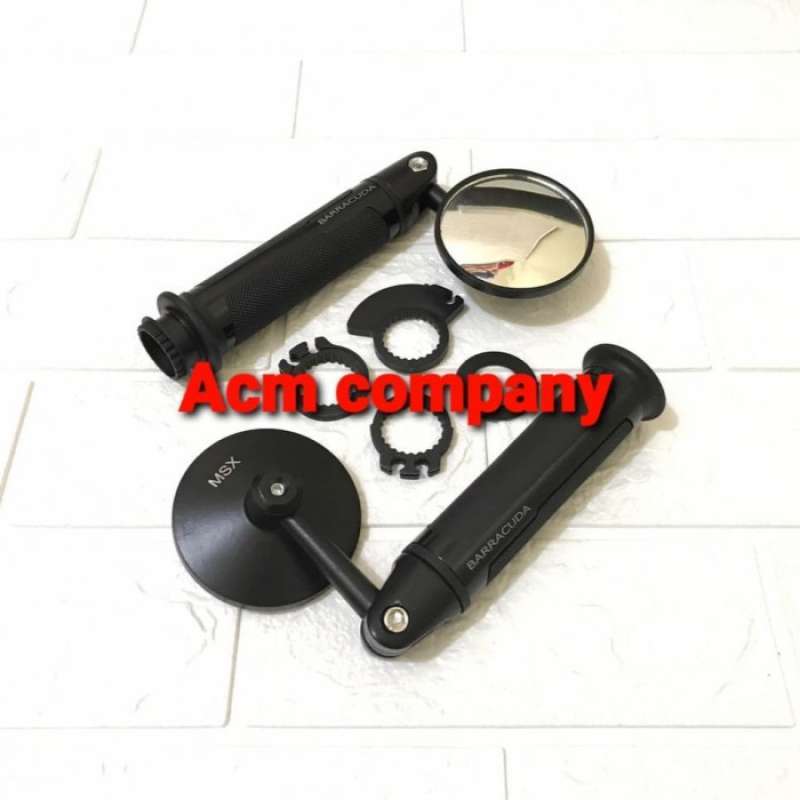 Promo Spion Jalu End Bar Bulat Kaca Cembung + Grip Barracuda Black ...