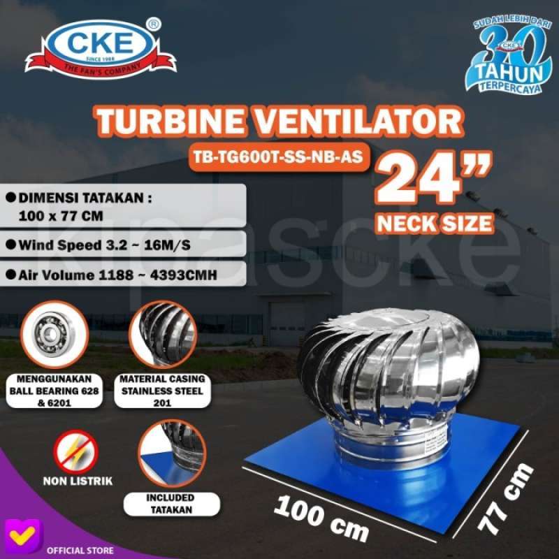 Promo Turbin Ventilator 24 Inch Tb-tg600t-ss-nb-as Ventilasi Atap Fan Roof New - Tb-tg Diskon 9% ...