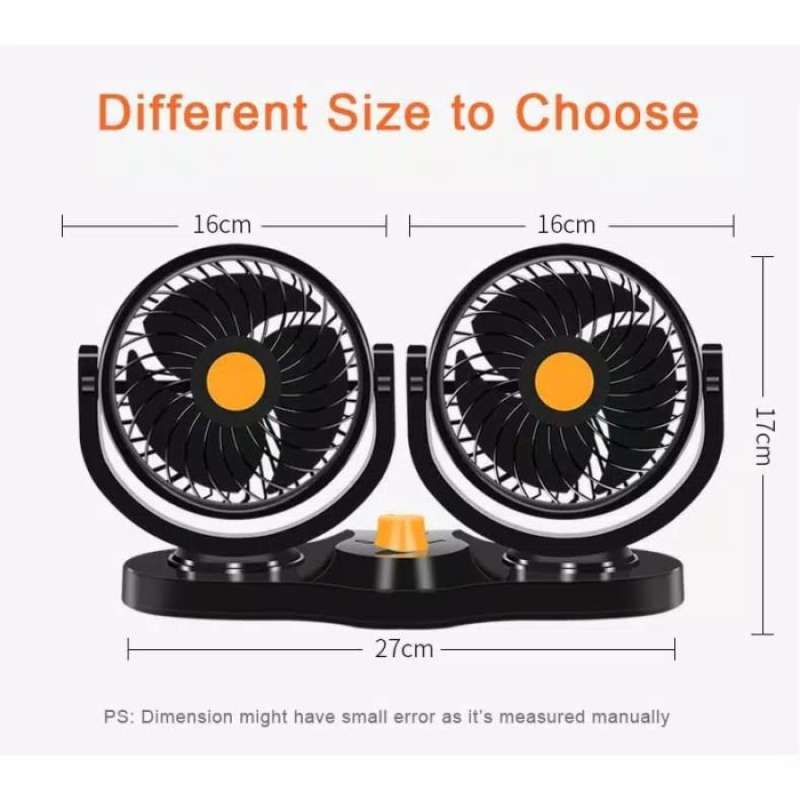 Promo Kipas Angin Mobil Double Headed Fan 360 Degress Colok Lighter ...