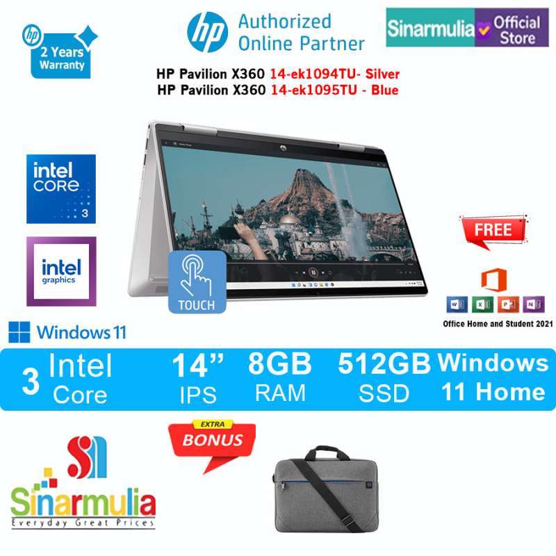 Promo Hp Pavilion X360 14-ek2051tu/ek2123tu Intel 3 100u 512gb Ssd 8gb ...