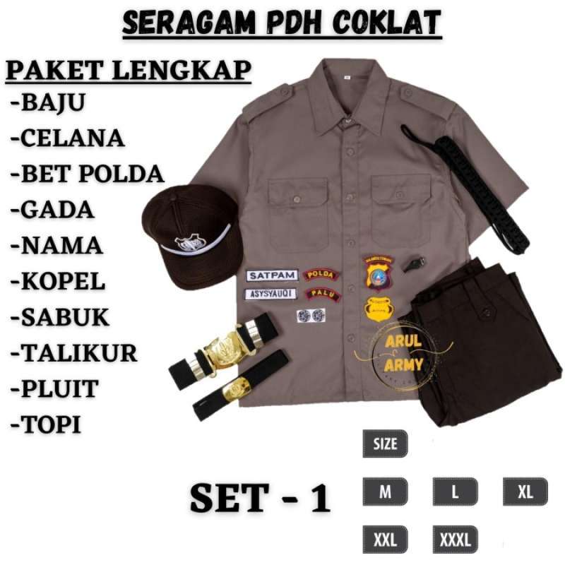 Jual Baju Seragam Setelan Pdh Pdl Satpam Security Keamanan Coklat Terbaru - Pdh Set -1 Xl Di ...
