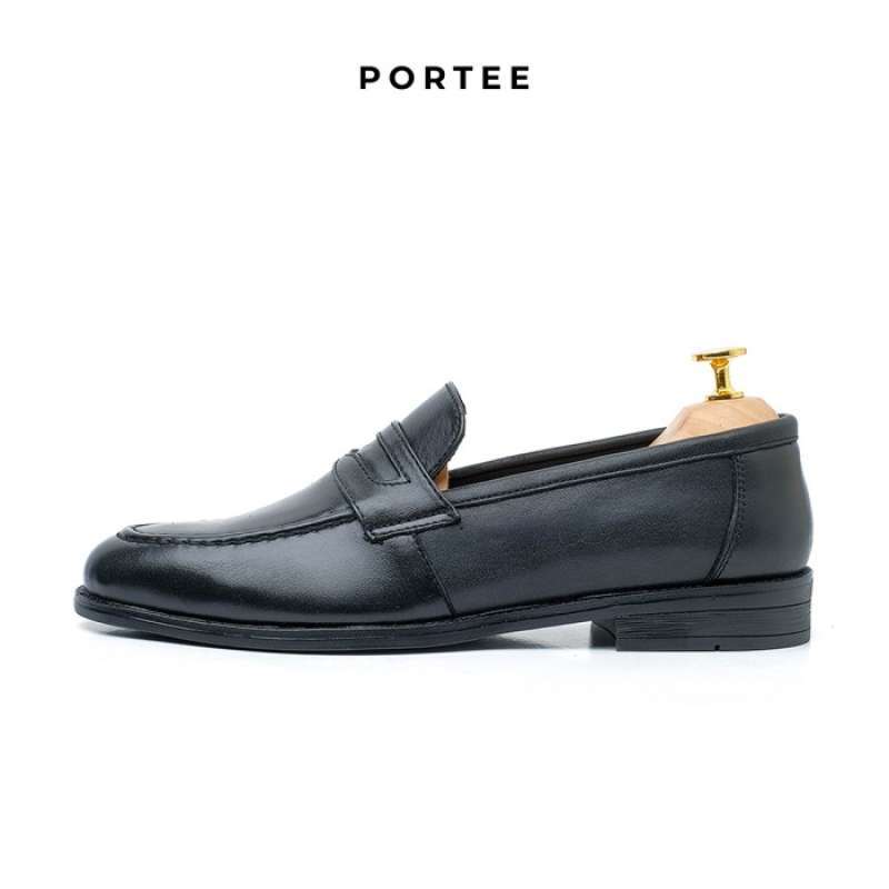 Jual Sepatu Kulit Pantofel Pria Portee Goods Loafers Penny Lite Hitam ...