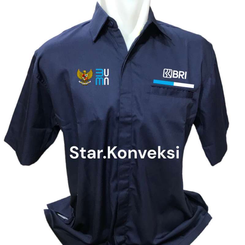 Jual Seragam Kemeja Kantor Bumn Bank Bri Bumn Biru Dongker Navy Putih ...