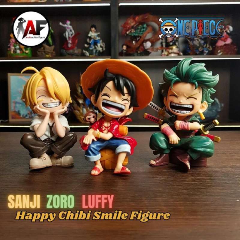 Promo Action Figure One Piece Happy Zoro, Sanji, Luffy Chibi Cr Studio ...