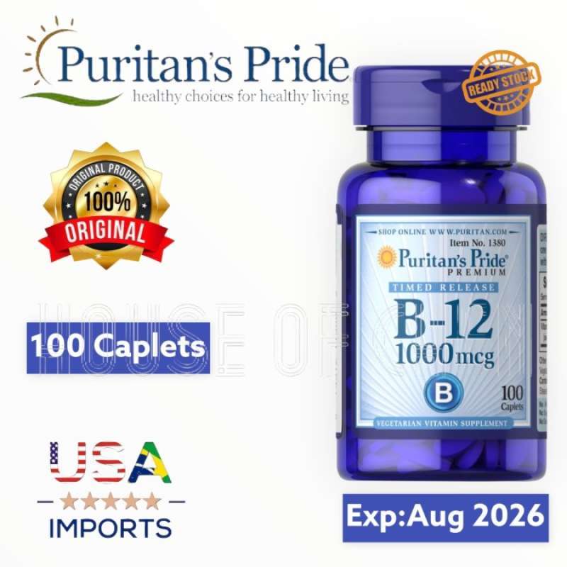 Promo Puritan Pride Vitamin B12 1000mcg Timed Release - 100 Caplets Diskon 33% Di Seller Aninda ...