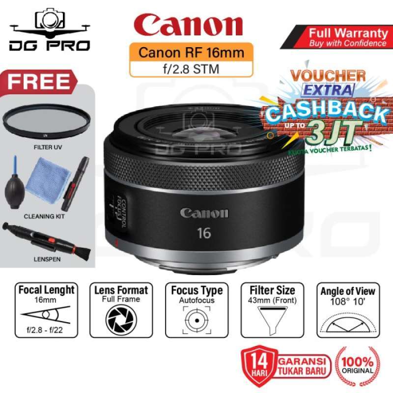Promo Canon Rf 16mm F2.8 Stm Lens Original Lensa Fullframe Eos Rp - Eos R Diskon 23% Di Seller ...