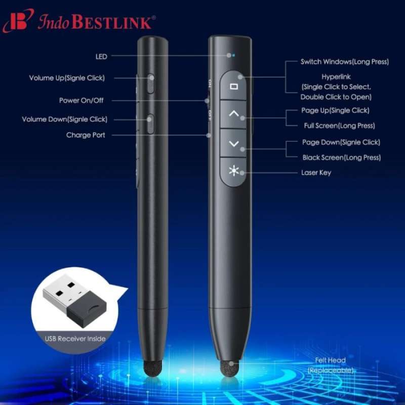 Promo Laser Pointer Wireless Presenter Laser Rechargeable + Touch ...