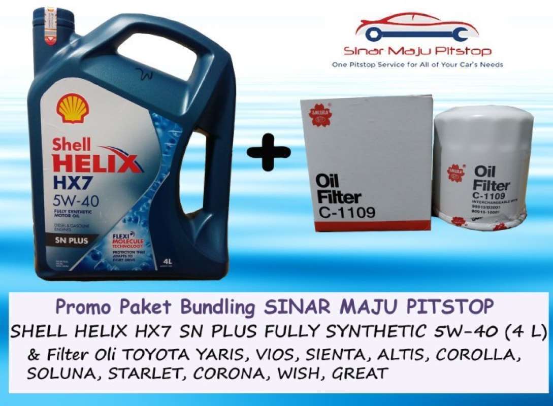 Promo Paket Oli Shell Helix Hx7 Sn 5w-40 & Filter Oli Toyota Sienta ...