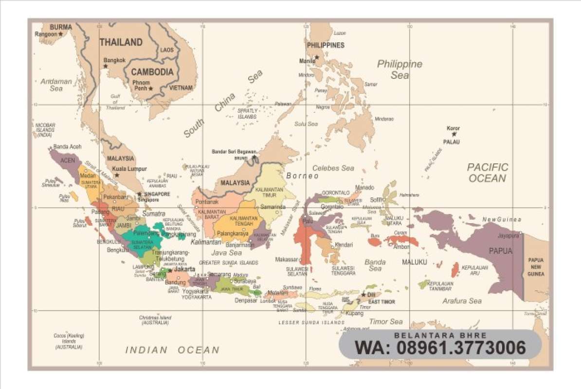Jual Peta Map Indonesia Besar Jumbo Waterproof Dinding Wall 190cm X ...