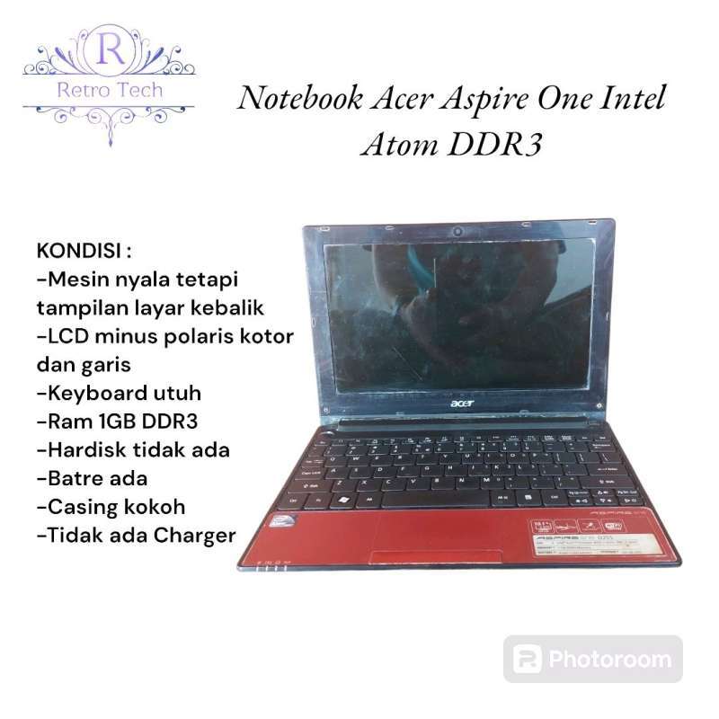 Jual Notebook Acer Aspire One Intel Atom Ddr3 Minus Tampilan Layar Kebalik Di Seller Retro Tech ...