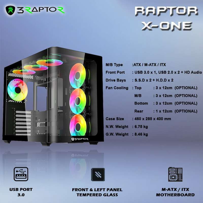 Promo Casing Gaming Raptor X-one | Atx/m-atx/itx - USB 3.0 - Hitam ...