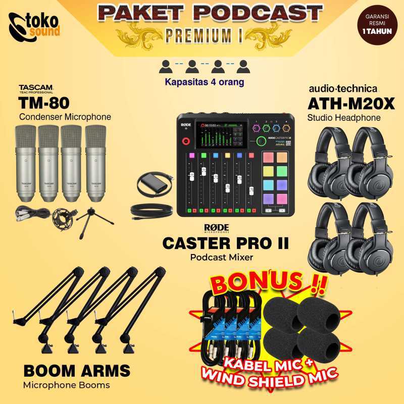 Jual Paket Podcast Premium 4 Org - Rodecaster Pro Mixer - Tascam ...