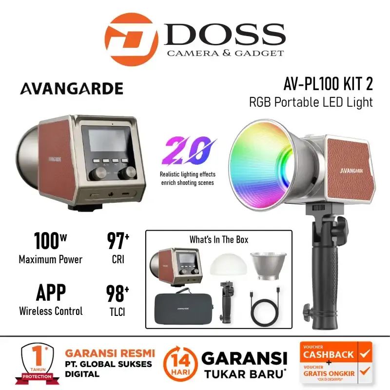 Jual Avangarde Av-pl100 Rgb Portable Led Light Kit 2 Pl100rgb Video ...
