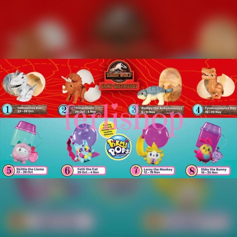 Jual Mainan Happy Meal Mcd Toys Jurassic World Pikmy Pops Dino Mcdonald ...