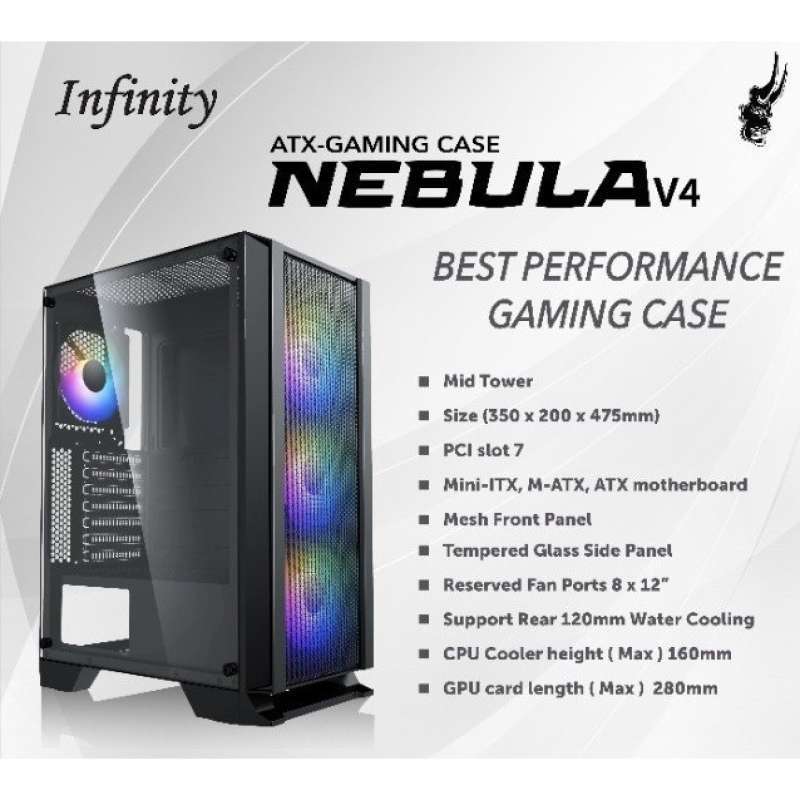 Promo Casing INFINITY NEBULA V4 Tempered Glass - ATX, mATX Gaming Case ...