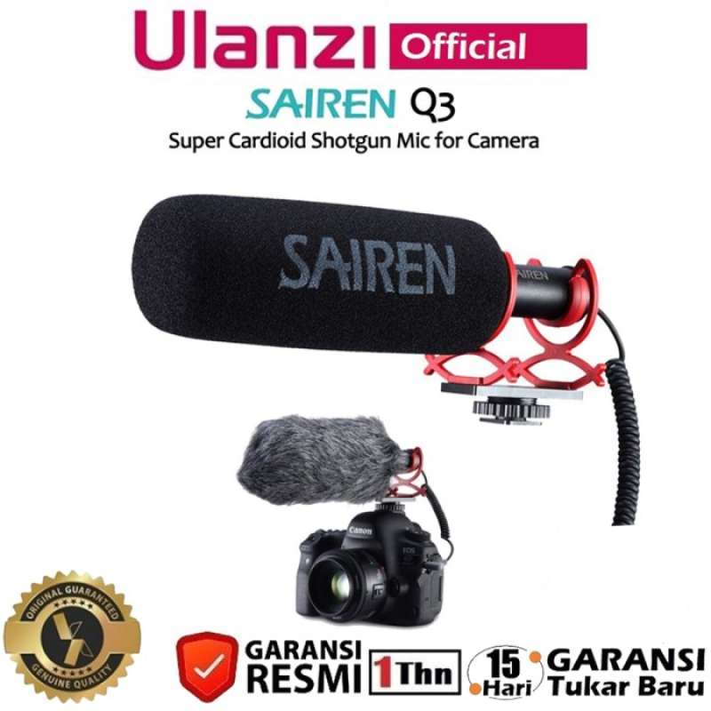 Promo Ulanzi Sairen Q3 Super Cardioid Shotgun Mic Microphone for Camera Diskon 33% di Seller ...