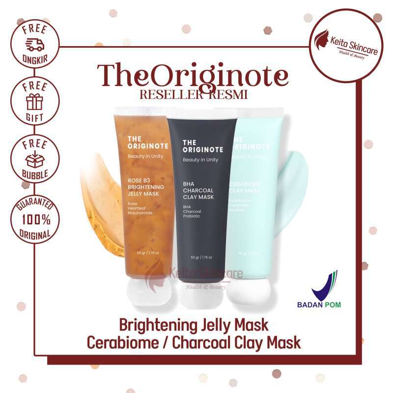 Promo The Originote Charcoal Clay Mask | Rose B3 Brightening Jelly Mask ...