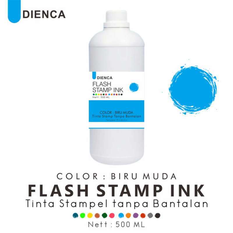 Promo Tinta Stempel Flash Dienca Official 500 Ml Warna Biru Muda Diskon ...