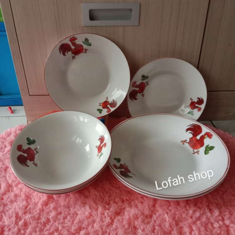 Promo Dinner Set Keramik/Piring Makan Set Ayam Jago/Piring Ayam/Piring ...