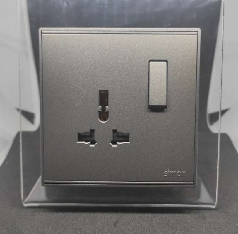 Promo SIMON E6 GREY UNIVERSAL SOCKET W/ SWITCH / MULTI SOCKET WITH ...
