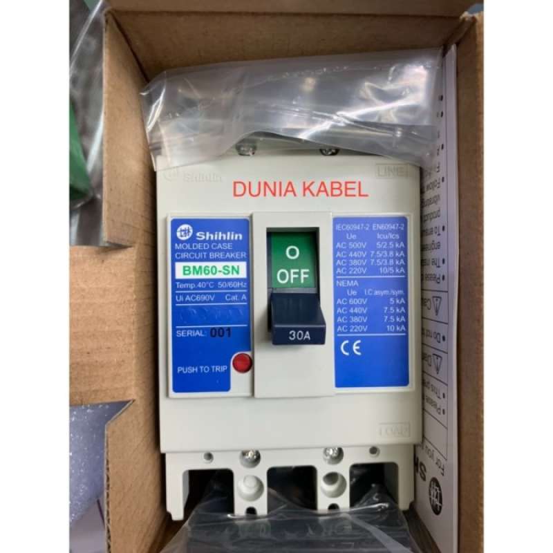 Promo MCCB Shihlin BM60-SN 220V 380V 3P 3 Pole 30A 30 Ampere Diskon 23% di Seller Hubner Store ...