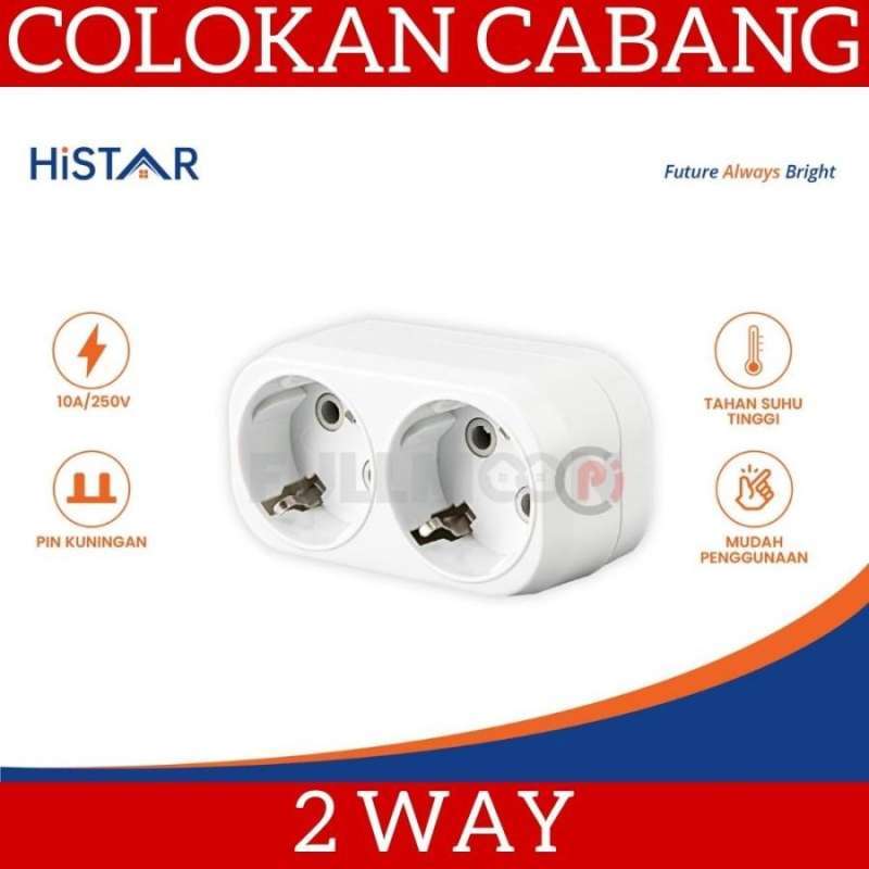 Jual HISTAR ADZ001C Colokan Cok Cabang 2 Way Stop Kontak Listrik SNI ...