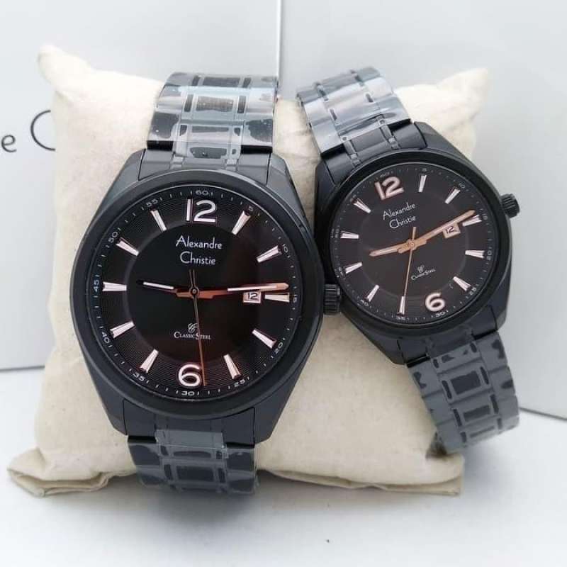 Jual Jam Tangan Couple Alexandre Christie Ac 8583 Original - Full Black ...