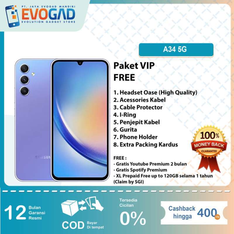 Jual Samsung Galaxy A34 5G 8/128GB | A34 5G 8/256GB Garansi Resmi Samsung Indonesia 1 Tahun di ...