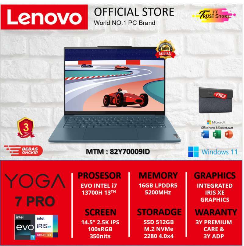 Jual Lenovo Yoga Pro 7 Intel I7 13700h 16gb Lpddr5 512ssd 14.5 2.5k Ips ...