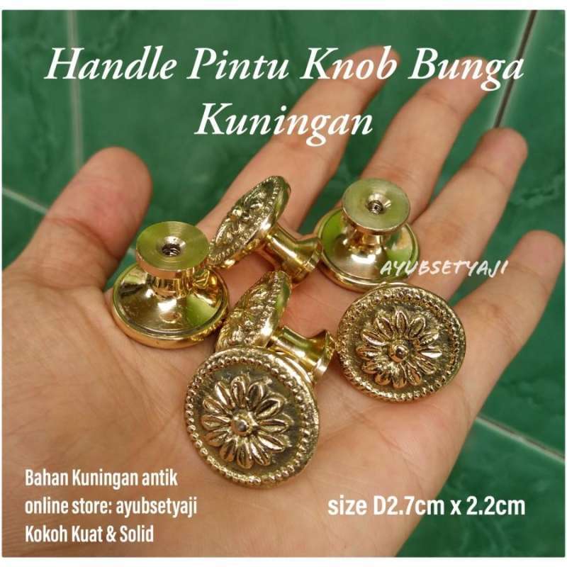 Jual Knob Bunga kuningan Handle pintu lemari tarikan laci meja gagang ...