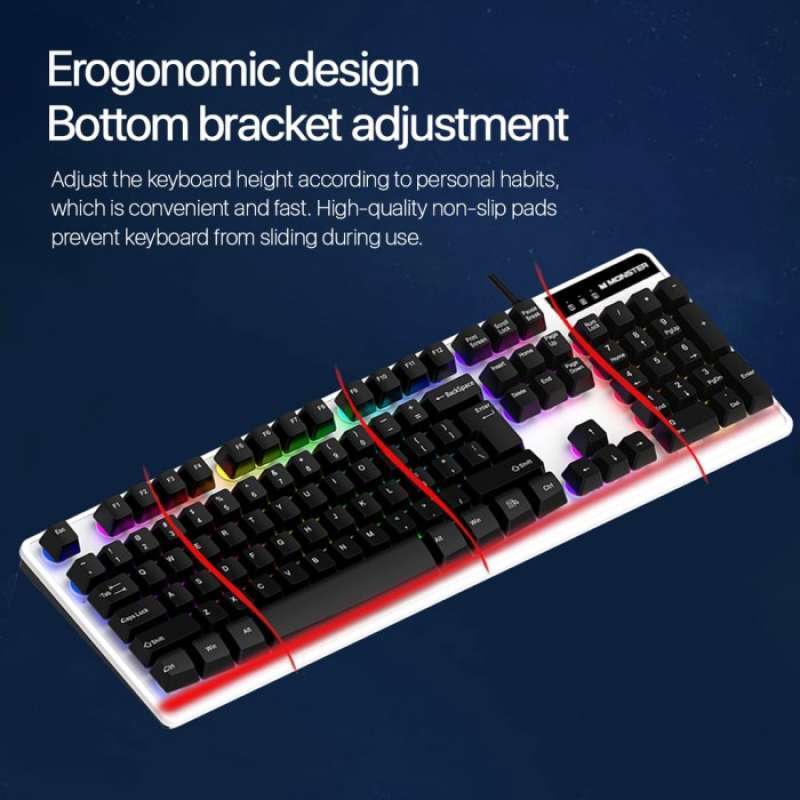 Jual Monster Km1 Pro Wired Rgb Light Keyboard Mouse Set Laptop Komputer ...