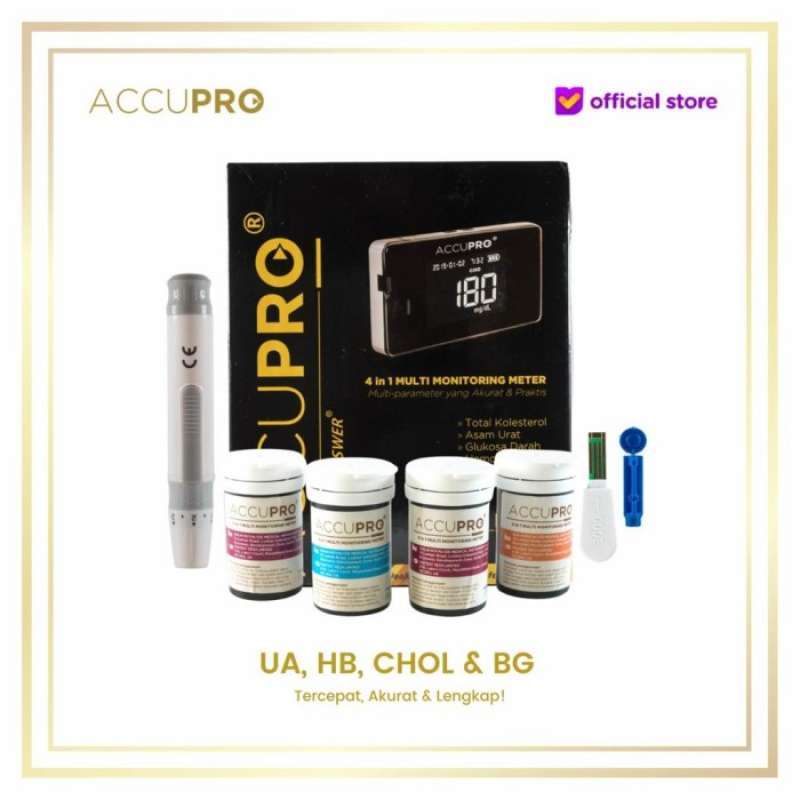 Jual Accupro 4 In 1 Alat Cek Gula Darah Kolesterol Asam Urat Hemoglobin ...