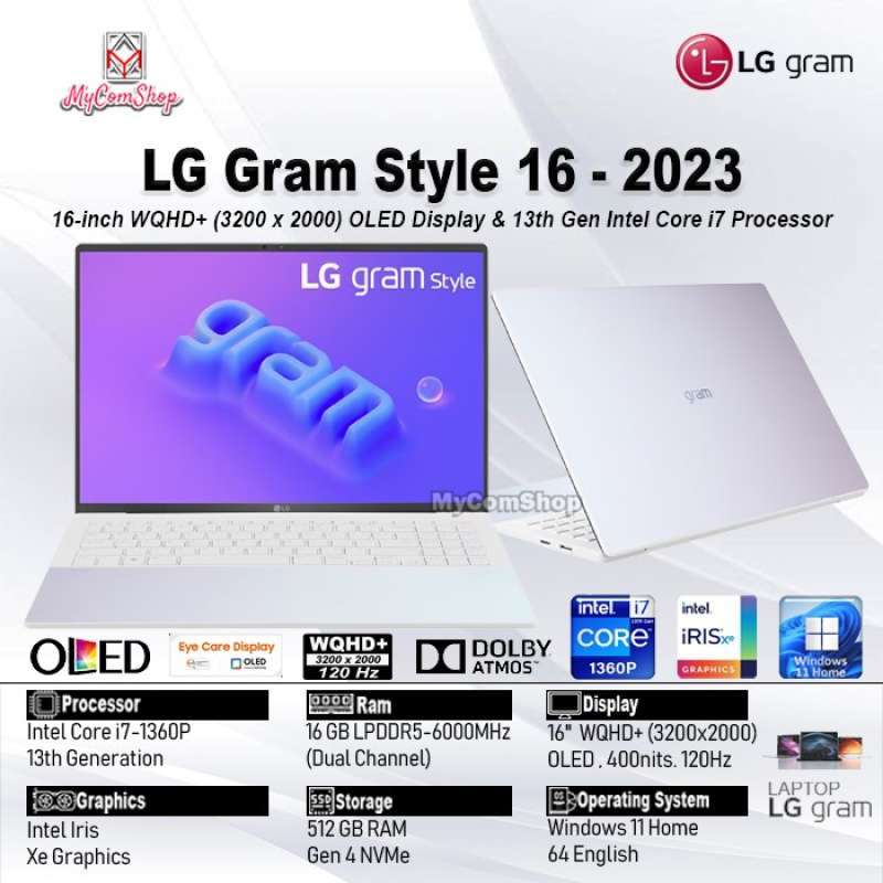 Jual Lg Gram Style 16 Oled 16z90rs I7-1360p 16gb 512gb Ssd Intel Iris ...