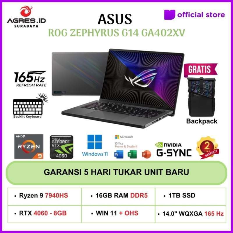 Jual Asus Rog Zephyrus G14 Ga402xv R946g7go Rtx4060 8gb Ryzen 9 7940hs 16gb 1tbssd Windows 11